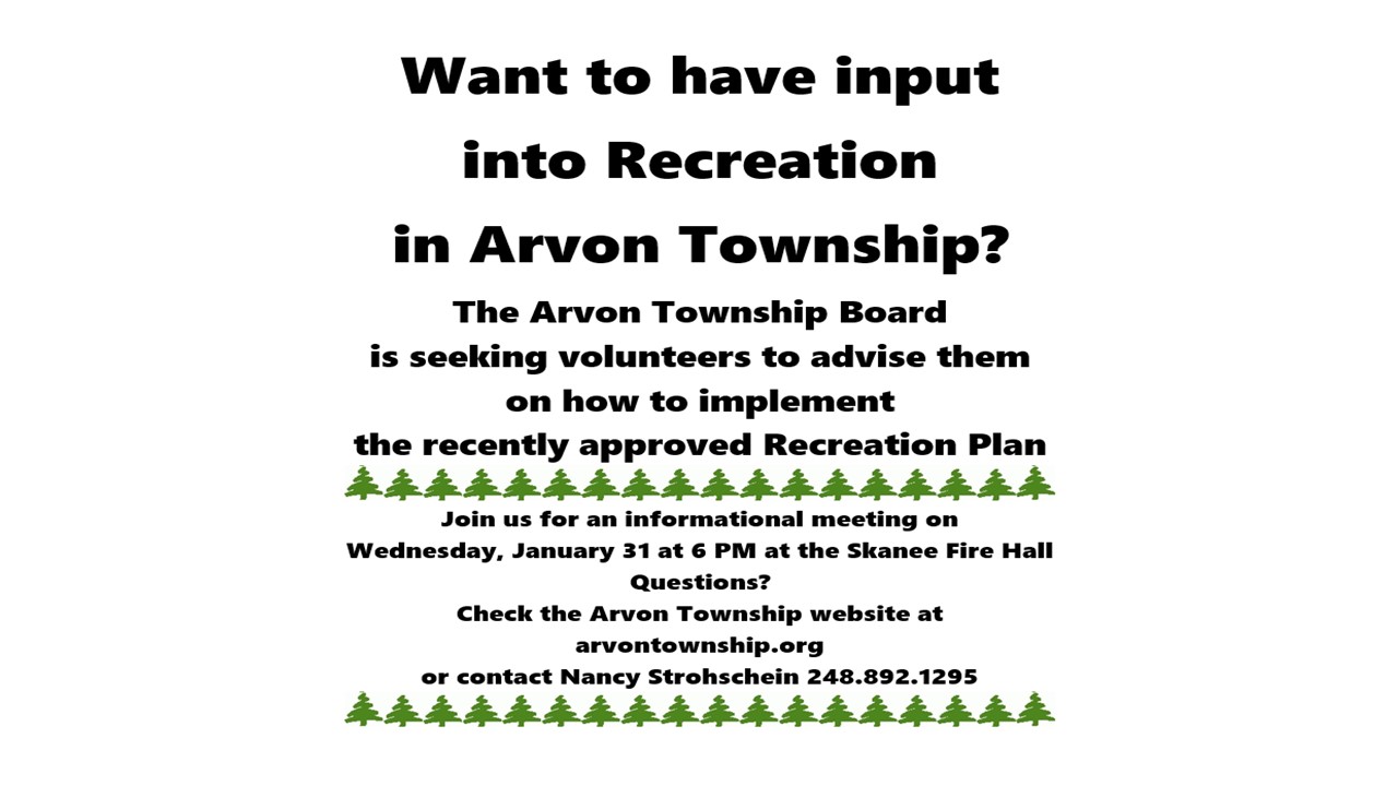 Forming a Recreation Committee – Arvon Township